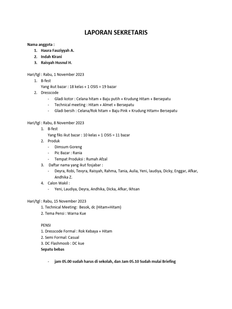 Laporan Sekretaris | PDF