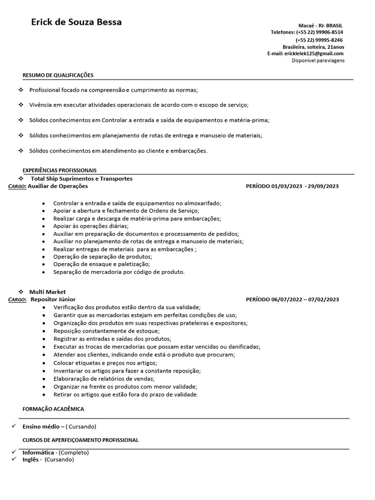 Currículo - Erick Souza | PDF