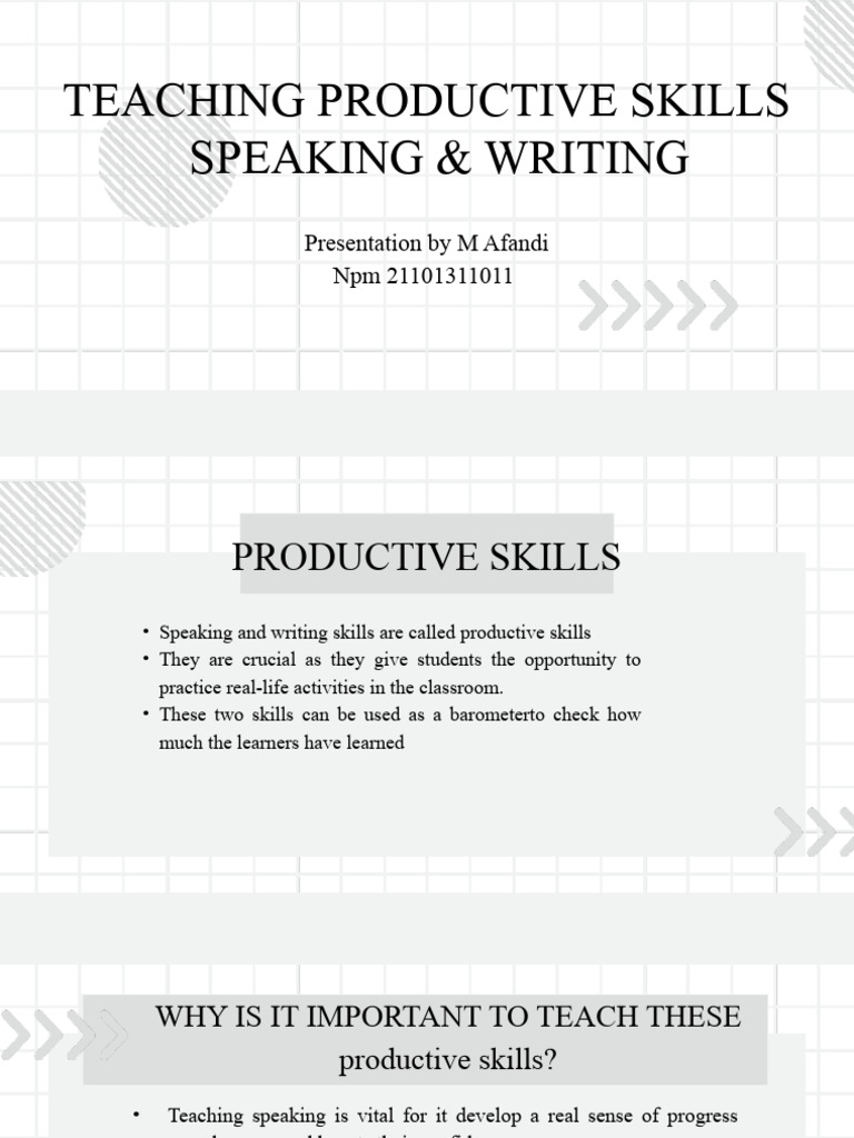 Teaching Productive Skills | PDF | Question | English Language