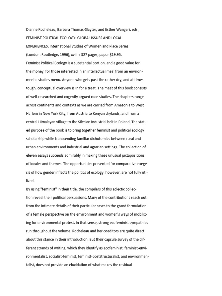 Dianne Rocheleau - FEMINIST POLITICAL ECOLOGY | PDF | Ecofeminism ...