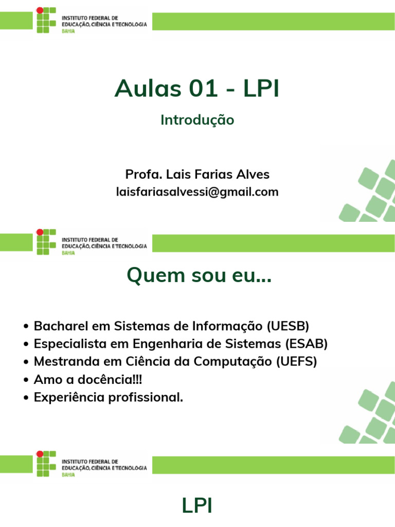Aula 01 - LPI (Parte 1) | PDF