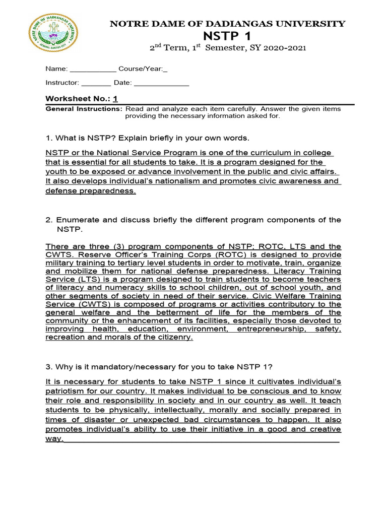 What is NSTP or National Service Program (NSTP) | PDF