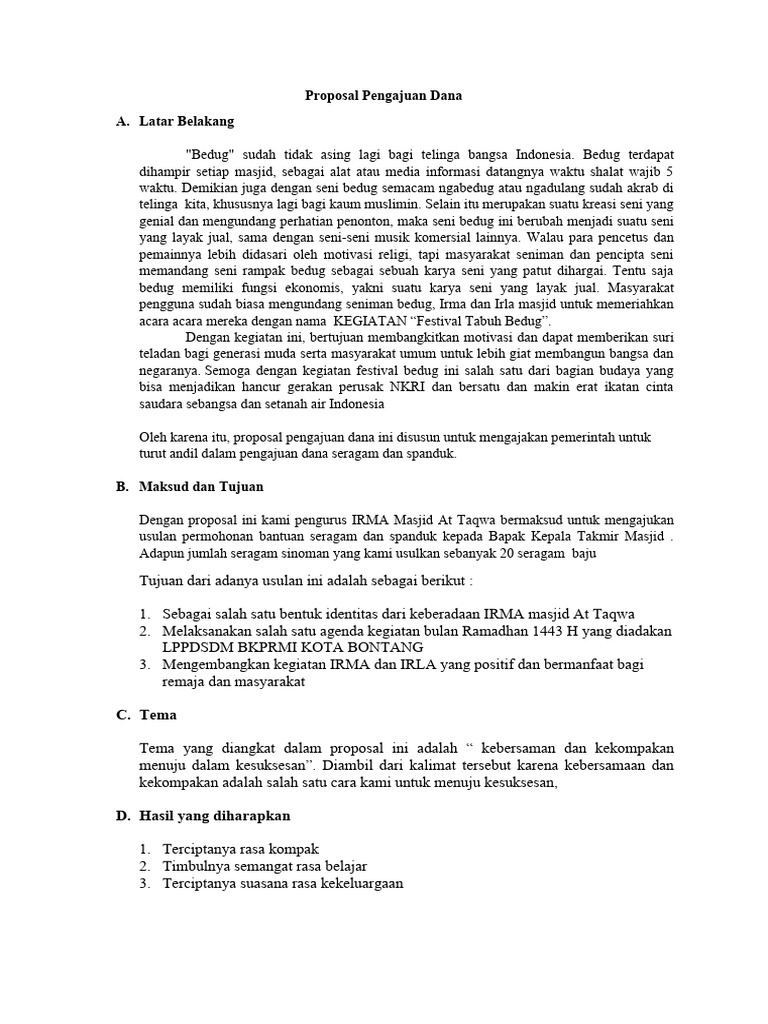 Proposal Pengajuan Dana | PDF