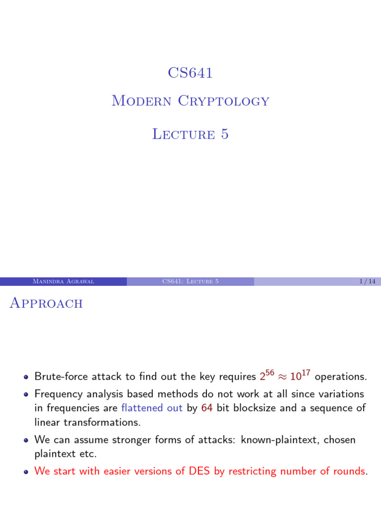 Lecture 5 - DES II | PDF