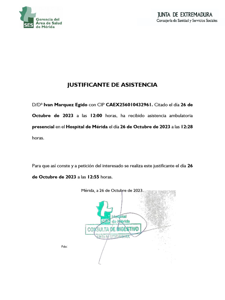 Justificante de Asistencia 2 | PDF