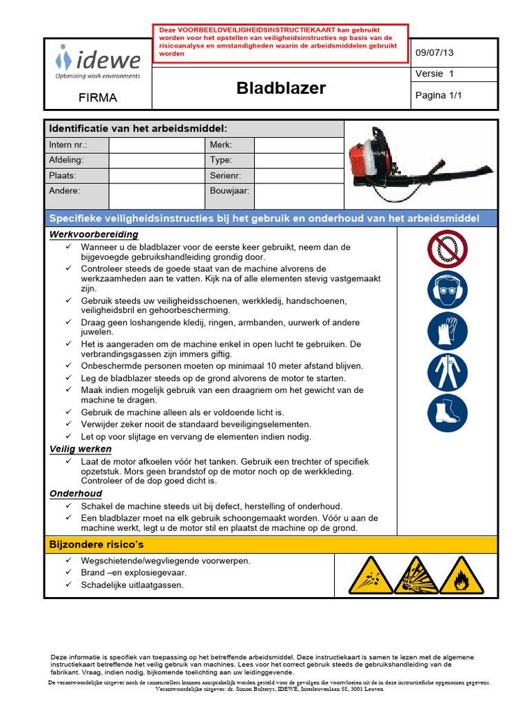 Instructiekaart Bladblazer | PDF