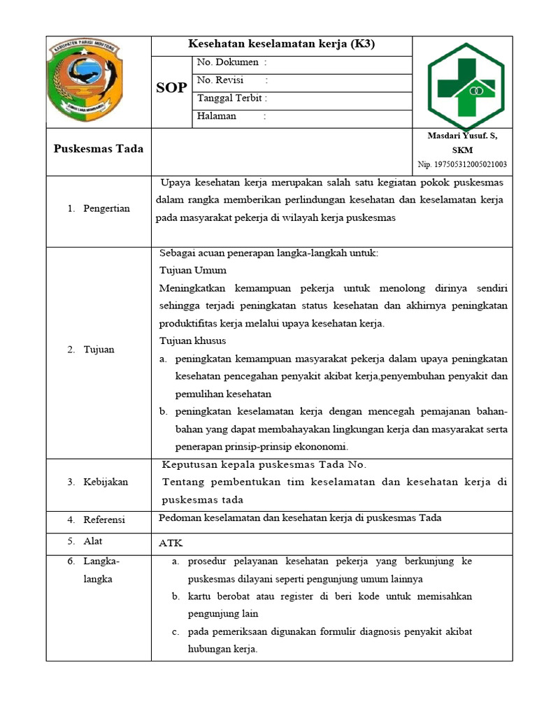 Sop K3 | PDF | Pengembangan Diri | Kesehatan Holistik