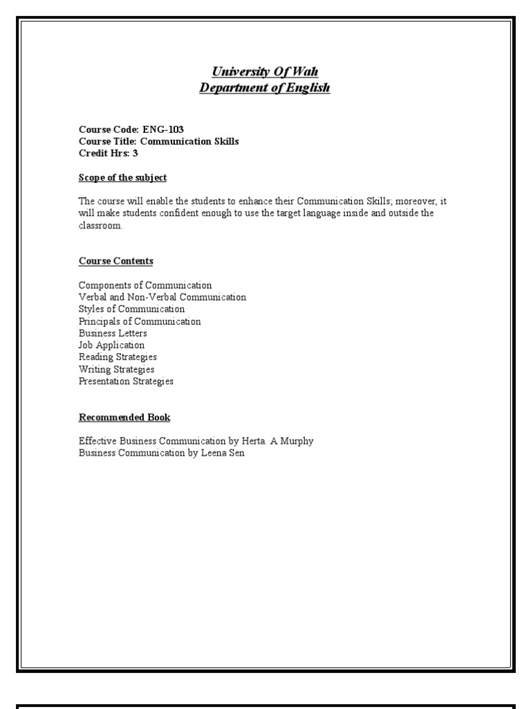 Communication Skills Course Overview | PDF