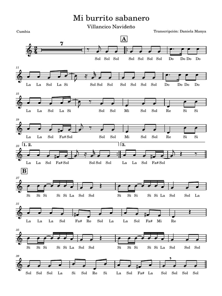 Mi Burrito Sabanero - Con Notas | PDF
