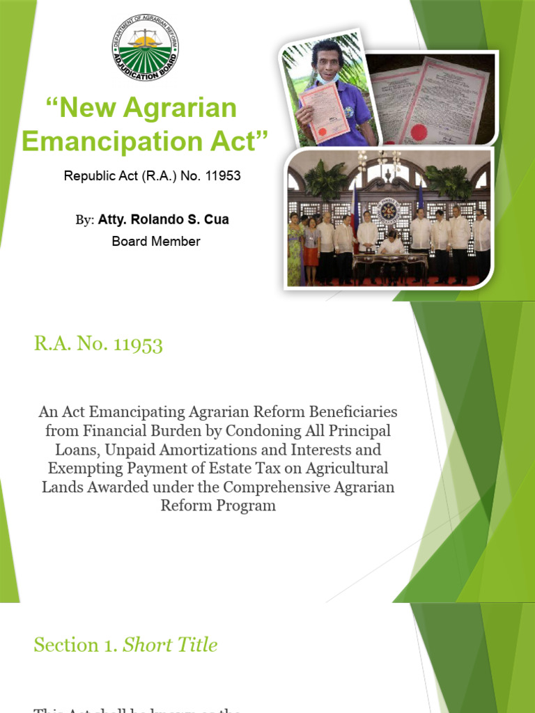 New Agrarian Emancipation Act | PDF