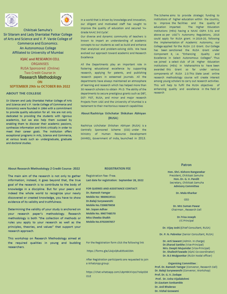 Research Methodology Broucher Revised - Final-2022. PDF - 23-9-22 | PDF Research Methodology Broucher Revised - Final-2022. PDF - 23-9-22 | PDF