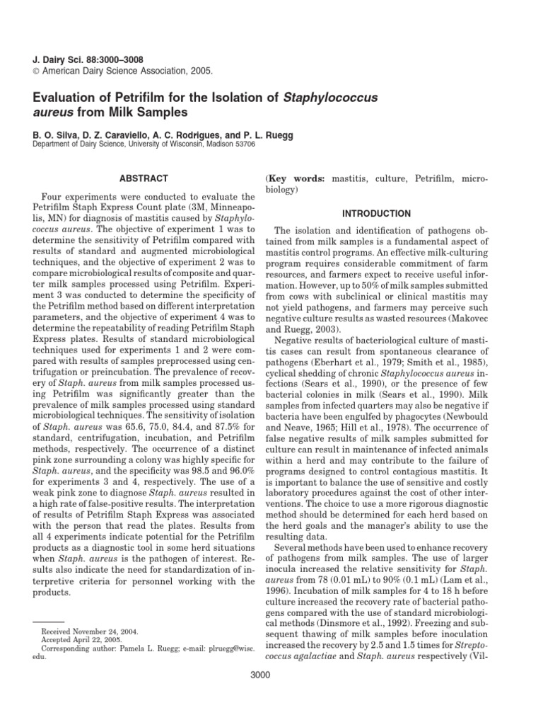 Evaluation of Petrifilm For The Isolation of Staphyloco 2005 Journal of ...