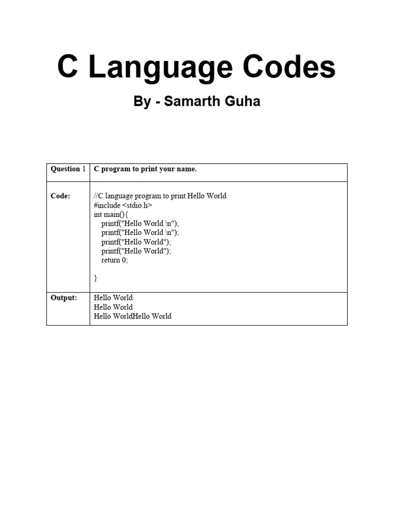 C Language Codes Pdf Area Computer Program