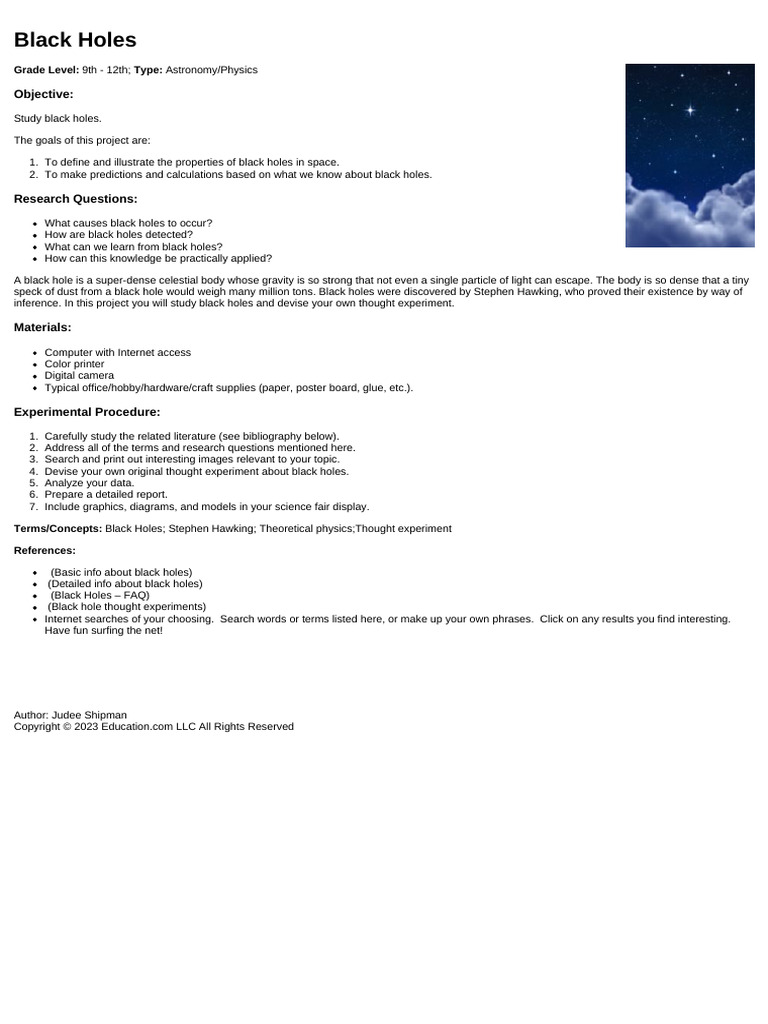 Black Hole Properties | PDF