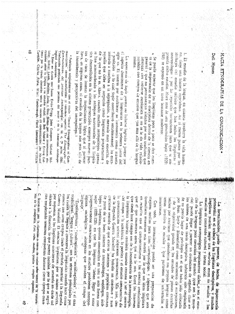 Dell Hymes, Hacia Etnografias de La Comunicacion | PDF