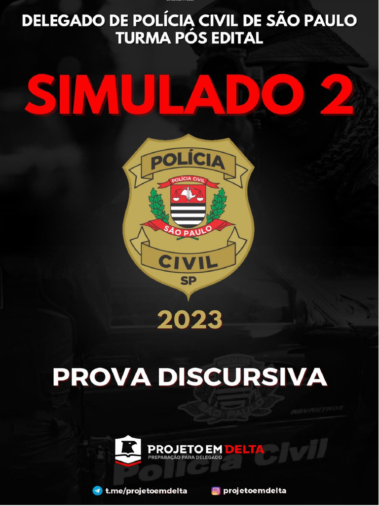 Simulado 2 - Delegado PC-SP - Simulado DISCURSIVO - GABARITO - 2023 - Projeto em Delta | PDF ...