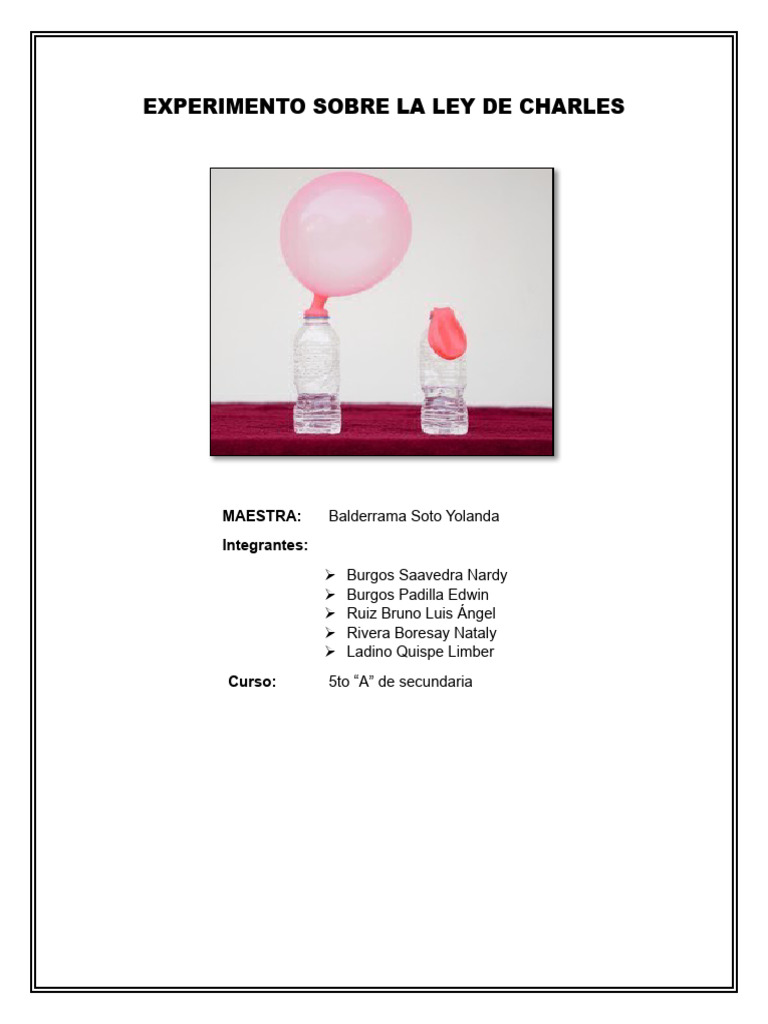 Experimento Sobre La Ley de Charles | PDF