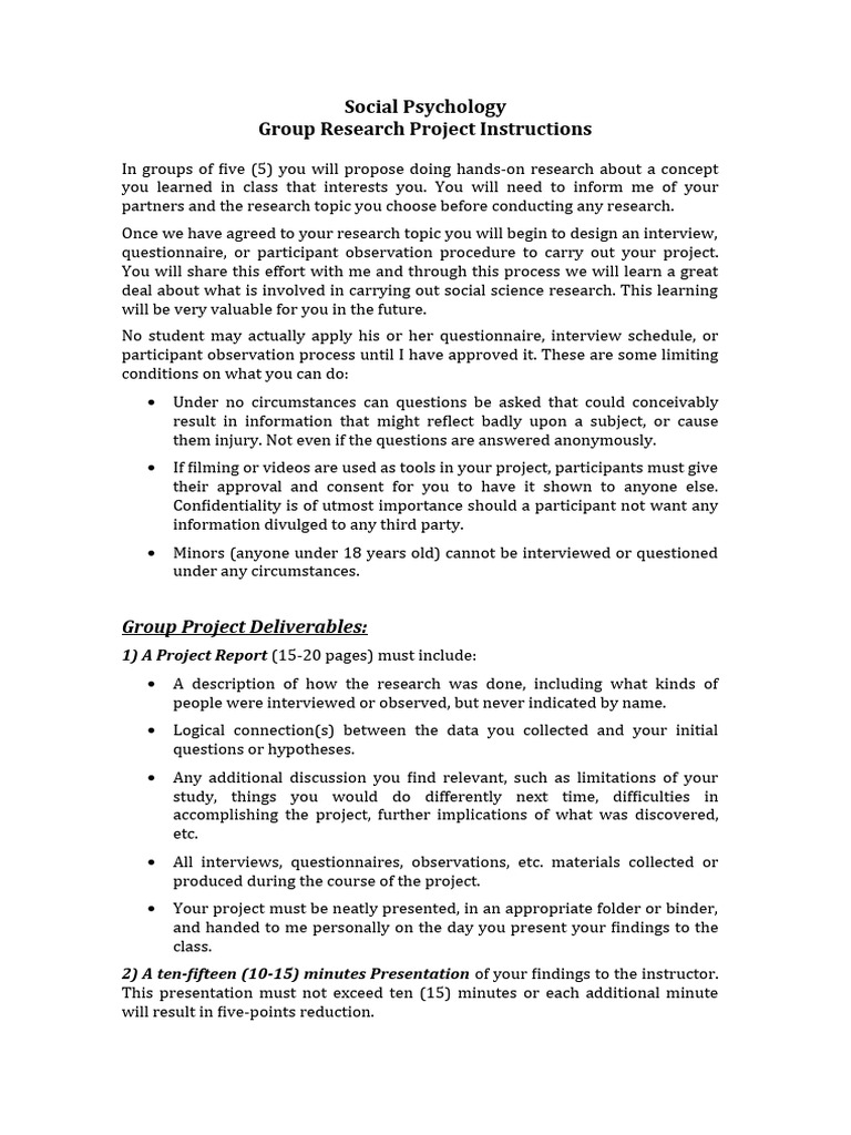 Research Project Instructions | PDF | Social Science
