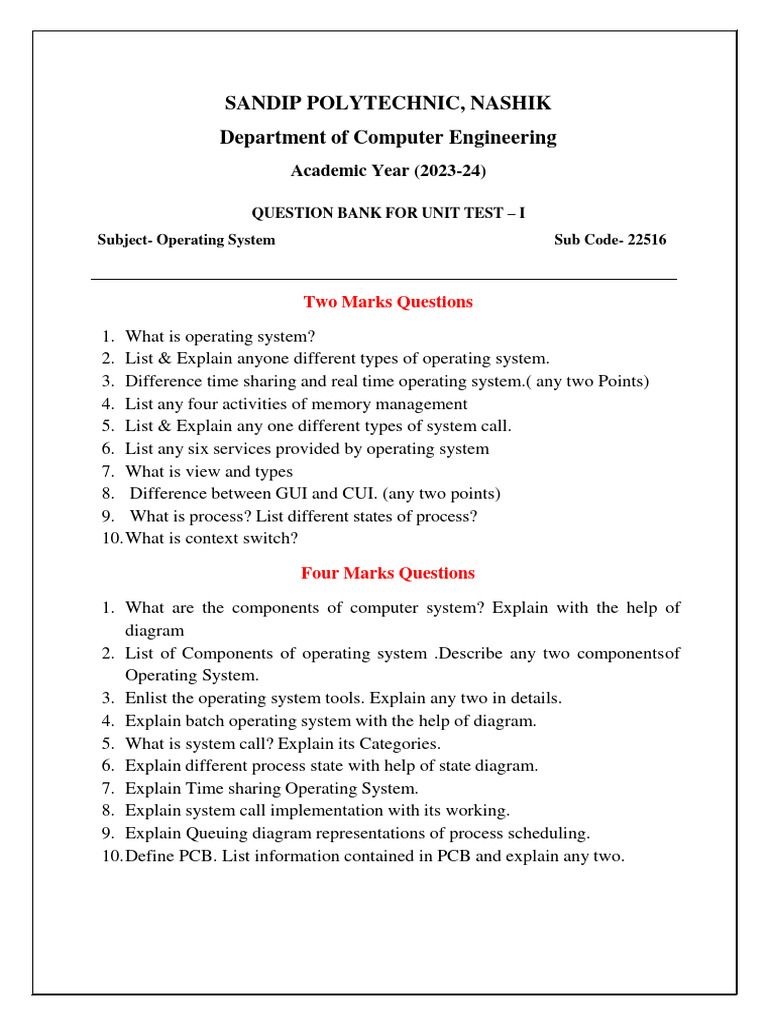 OSY Question Bank | PDF