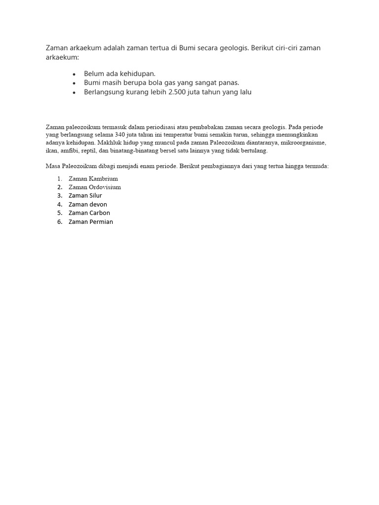 Zaman Arkaekum Adalah Zaman Tertua Di Bumi Secara Geologis | PDF