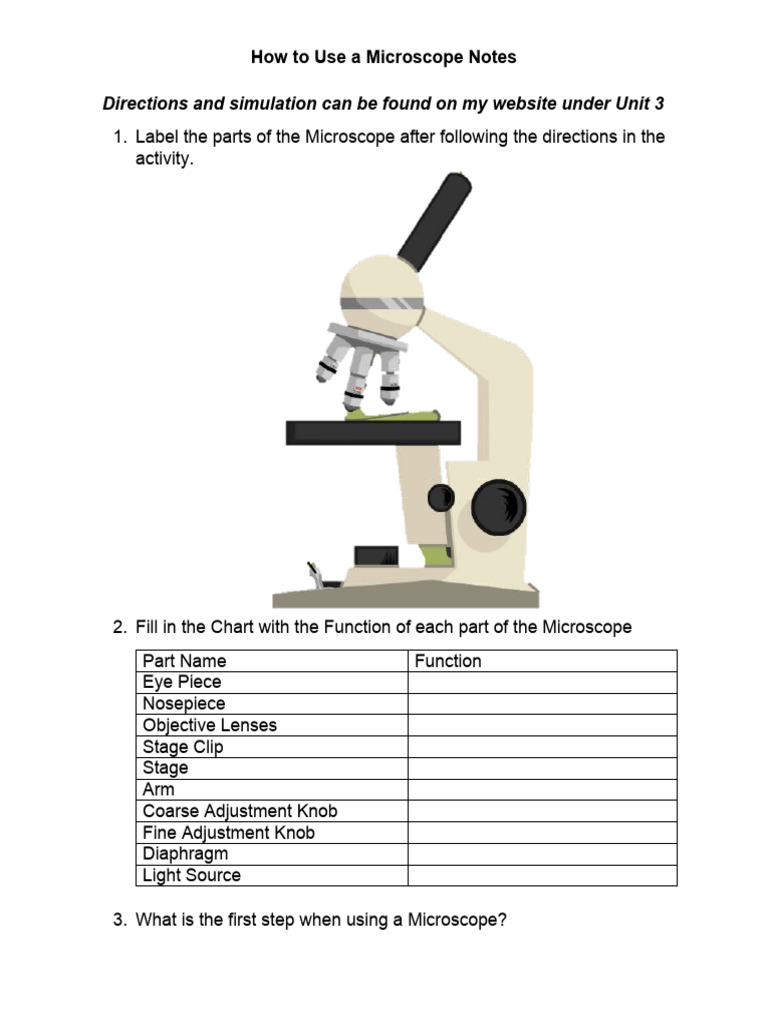 Microscope Use Notes | PDF