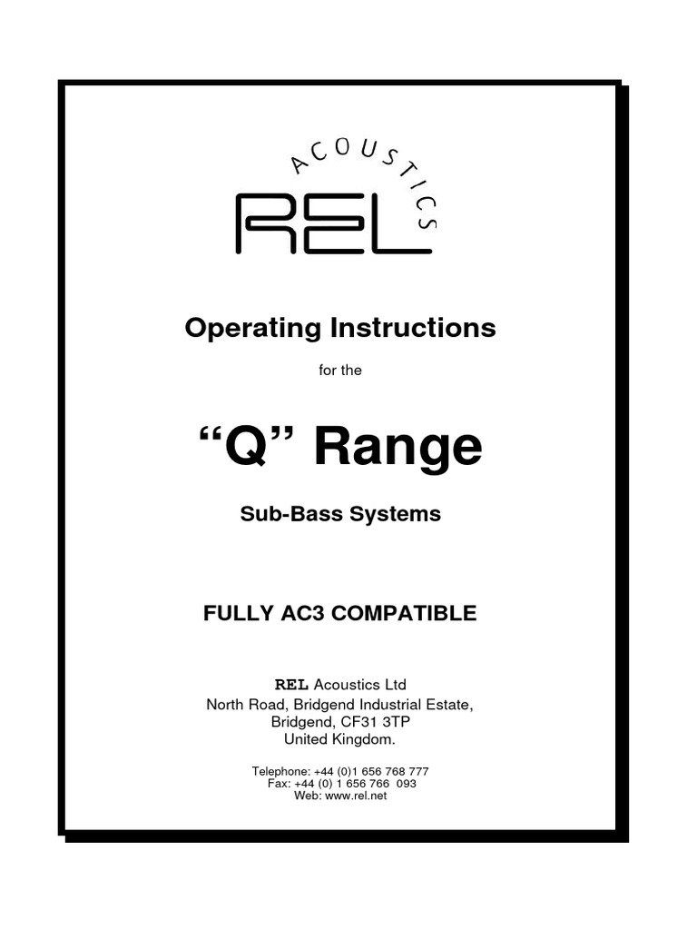 REL Q-100-E Owners Manual | PDF | Ac Power Plugs And Sockets | Amplifier