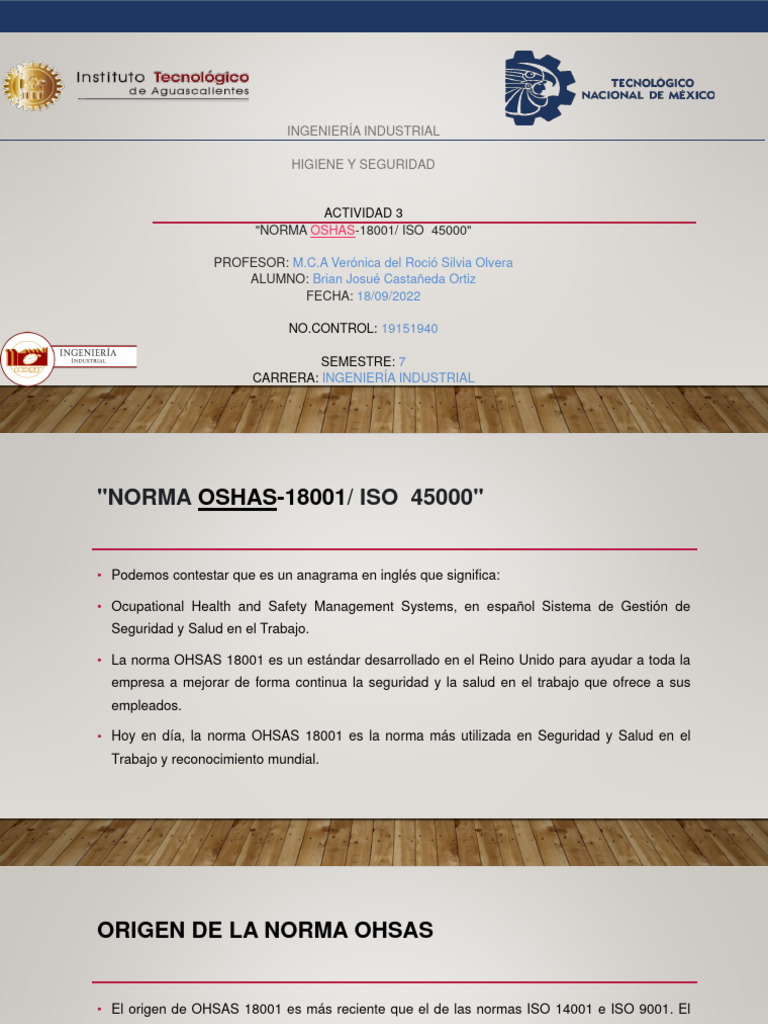 Actividad 3 - Norma OSHAS-18001 ISO 45000 | PDF | Business | La seguridad