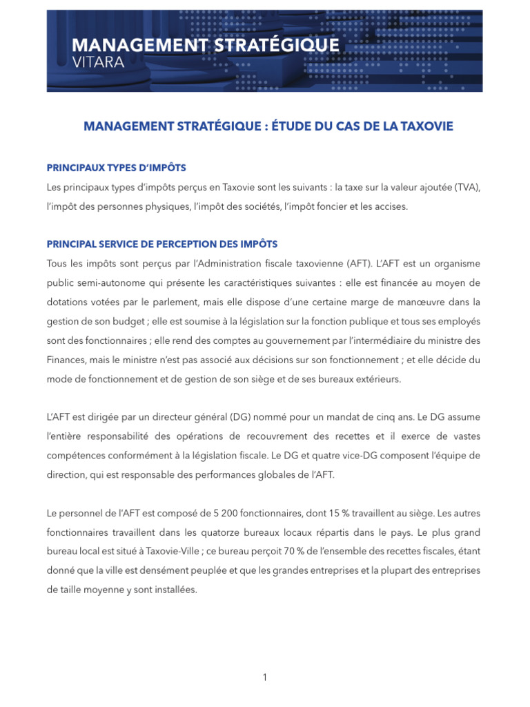 S3 UNIT4 C3 Strategic Management Taxovia Case Study FR | PDF