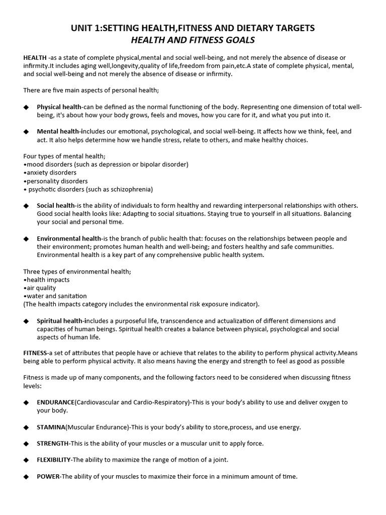 Health and Fitness Goal | PDF | Physical Fitness | Goal