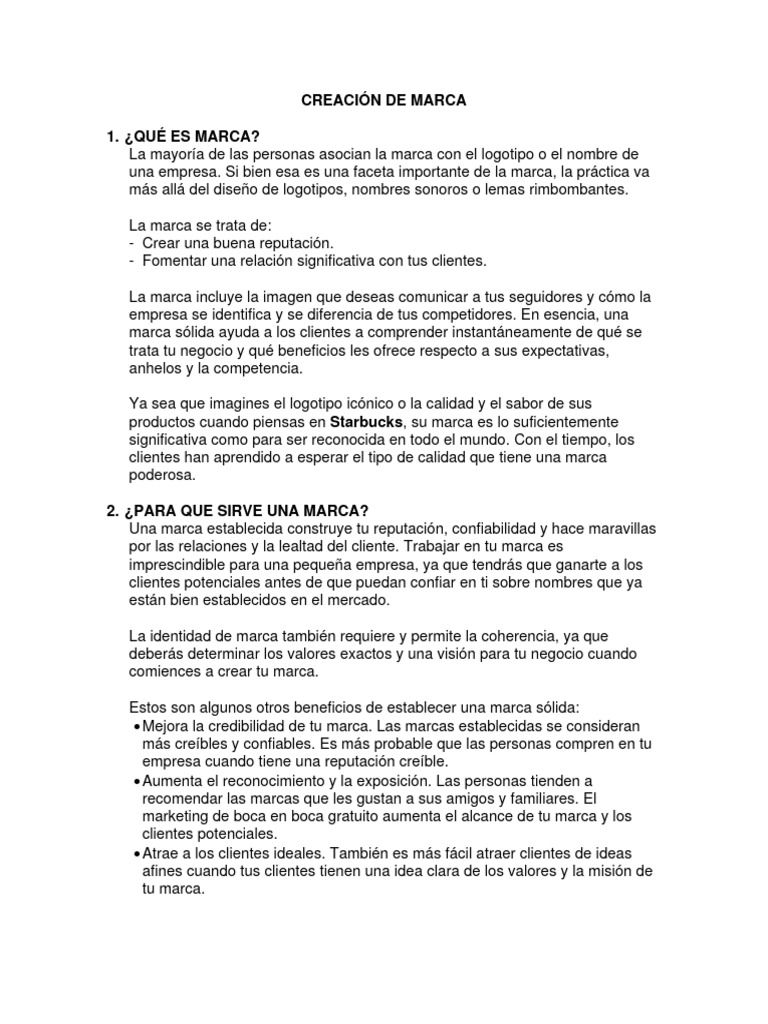 Creación de Marc1 | PDF | Marca | Iniciativa empresarial