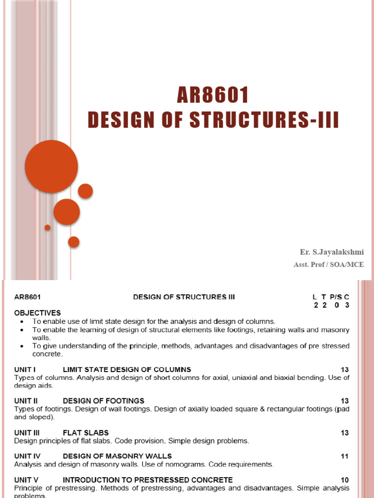 AR8601-DOS-III Unit-2 Part-1 Design of Wall Footing | PDF | Foundation ...