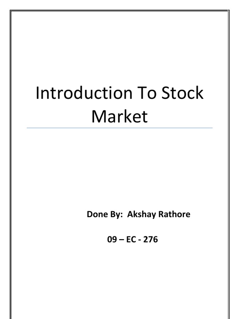 Introduction to Stock Market Basics | PDF | Investing | Stocks