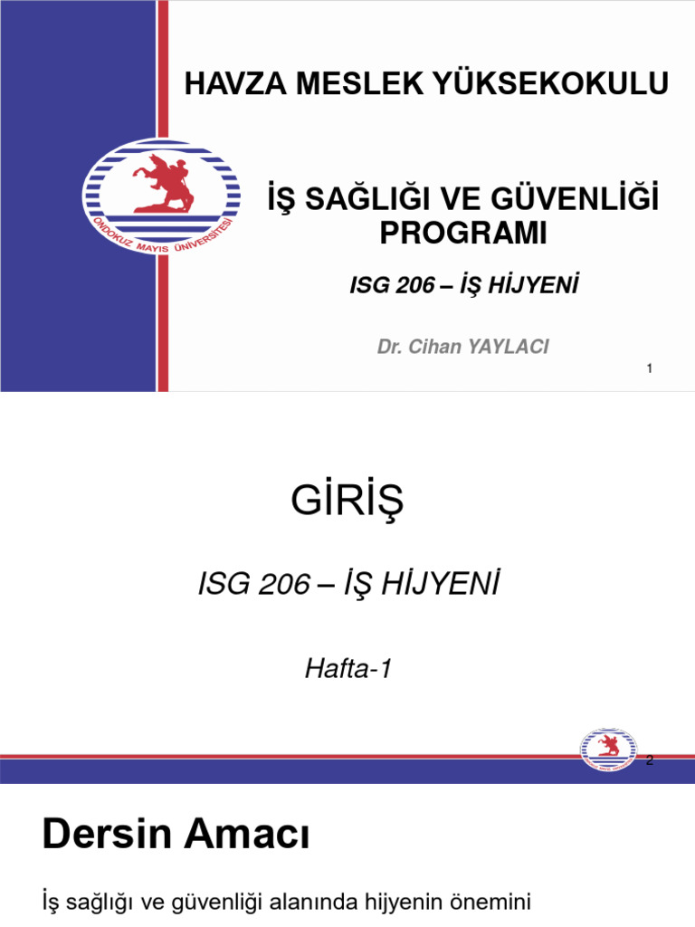 1 İs Hijyeni Ders İcerigi Ve Kaynaklari | PDF