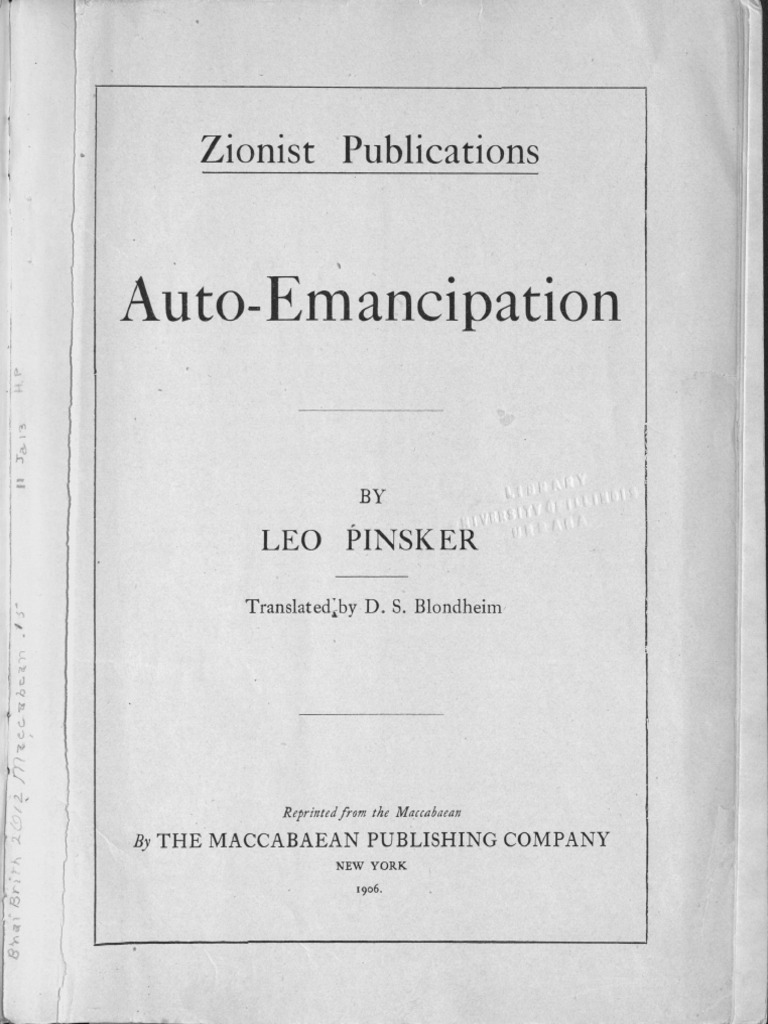 Pinsker, Leo - Auto-Emancipation | PDF