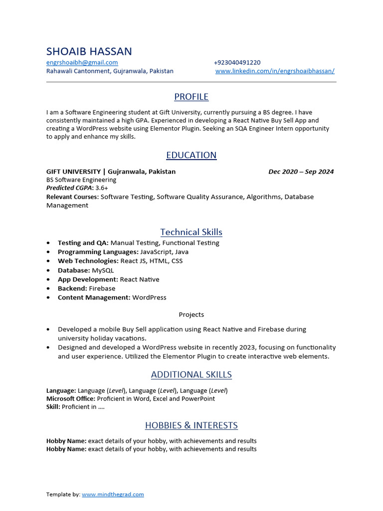Free CV Template | PDF