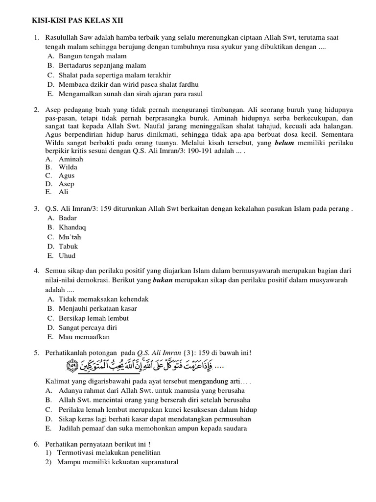 Kisi-Kisi Pas Kelas Xii | PDF | Perjalanan