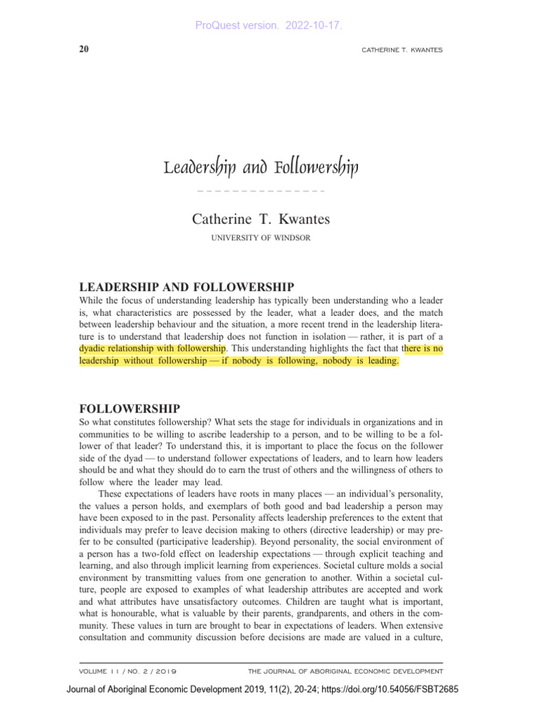 Leadership and followership | PDF