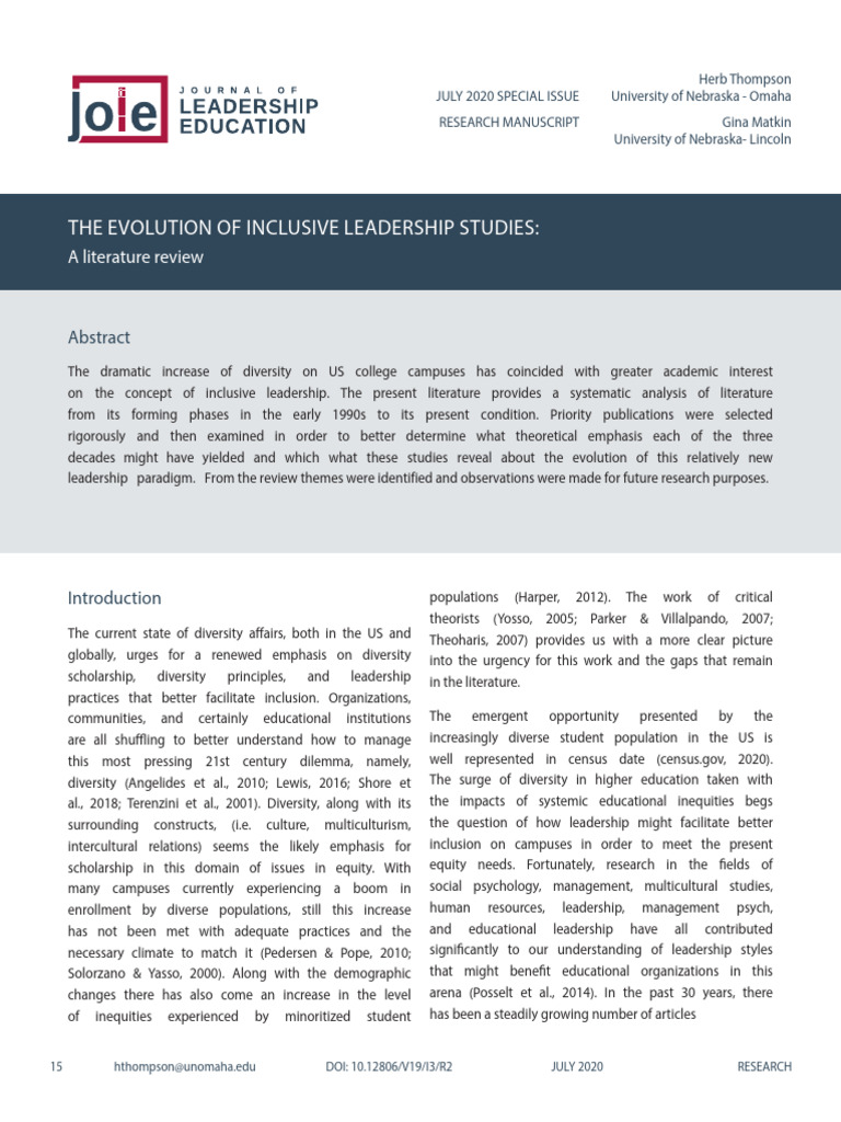 Inclusive Leadership | PDF | Science & Mathematics | History