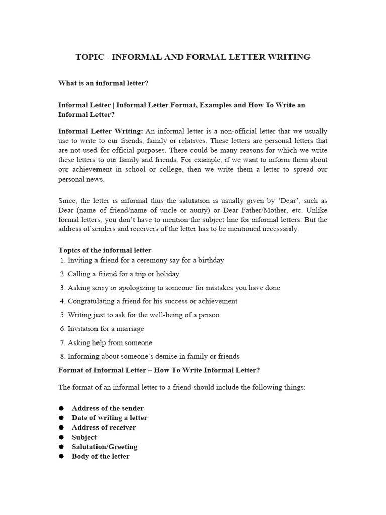 Informal_Formal Letter Writing | PDF