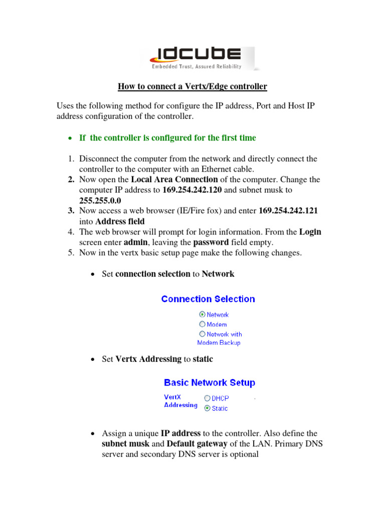 Controller LAN Configuration | PDF | Ip Address | Port (Computer Networking)