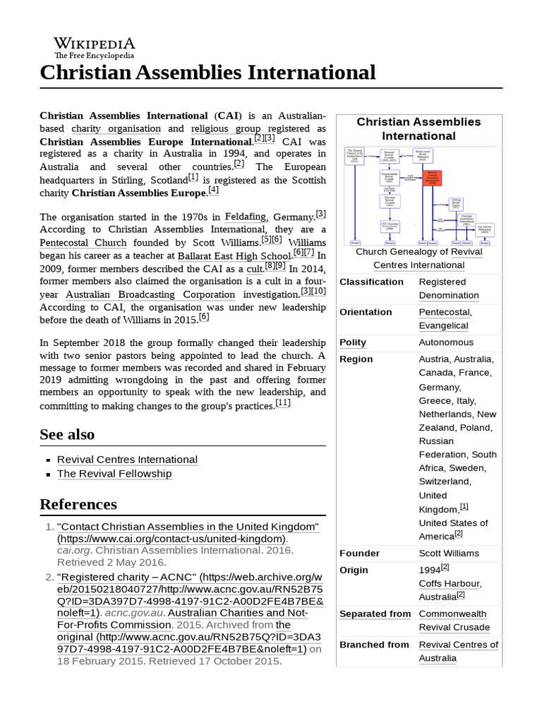 Christian Assemblies International Overview | PDF