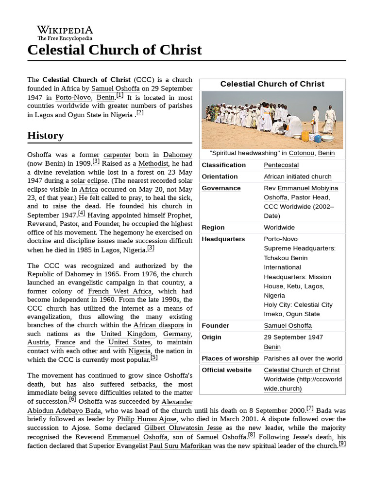 Celestial_Church_of_Christ | PDF | Religious Faiths