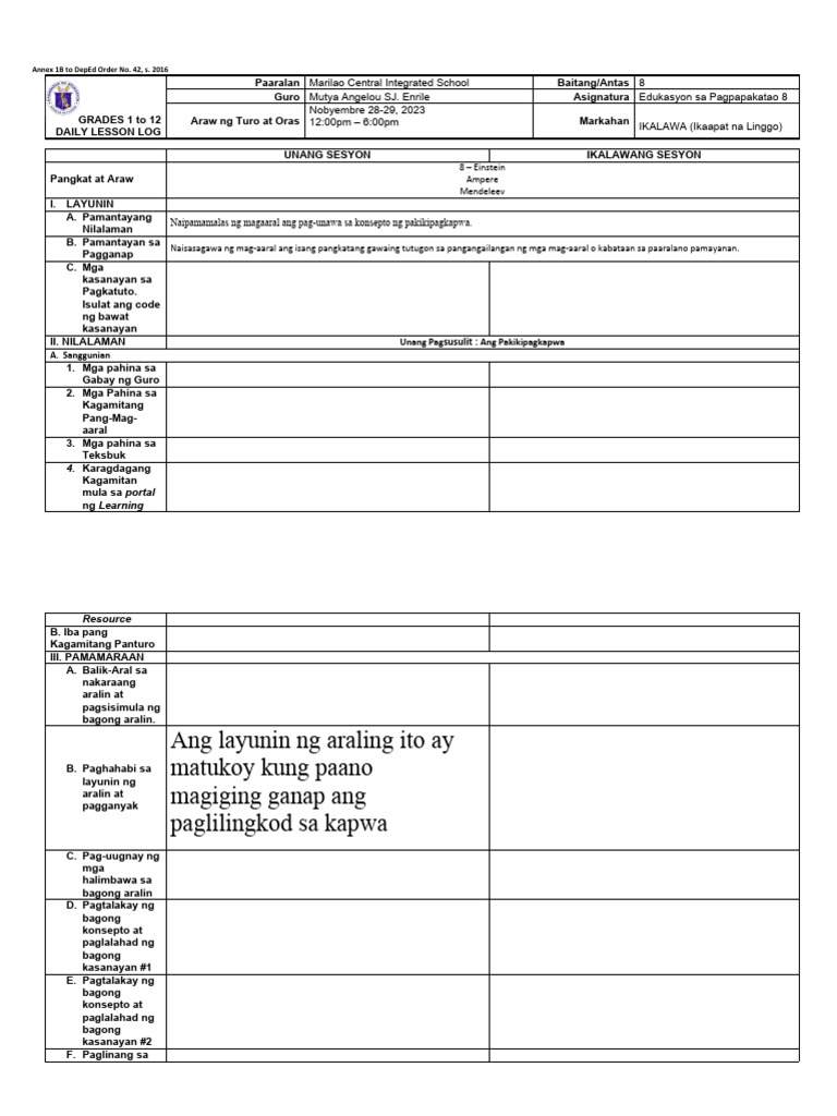 DLL-ESP - Q2 Week 4 | PDF