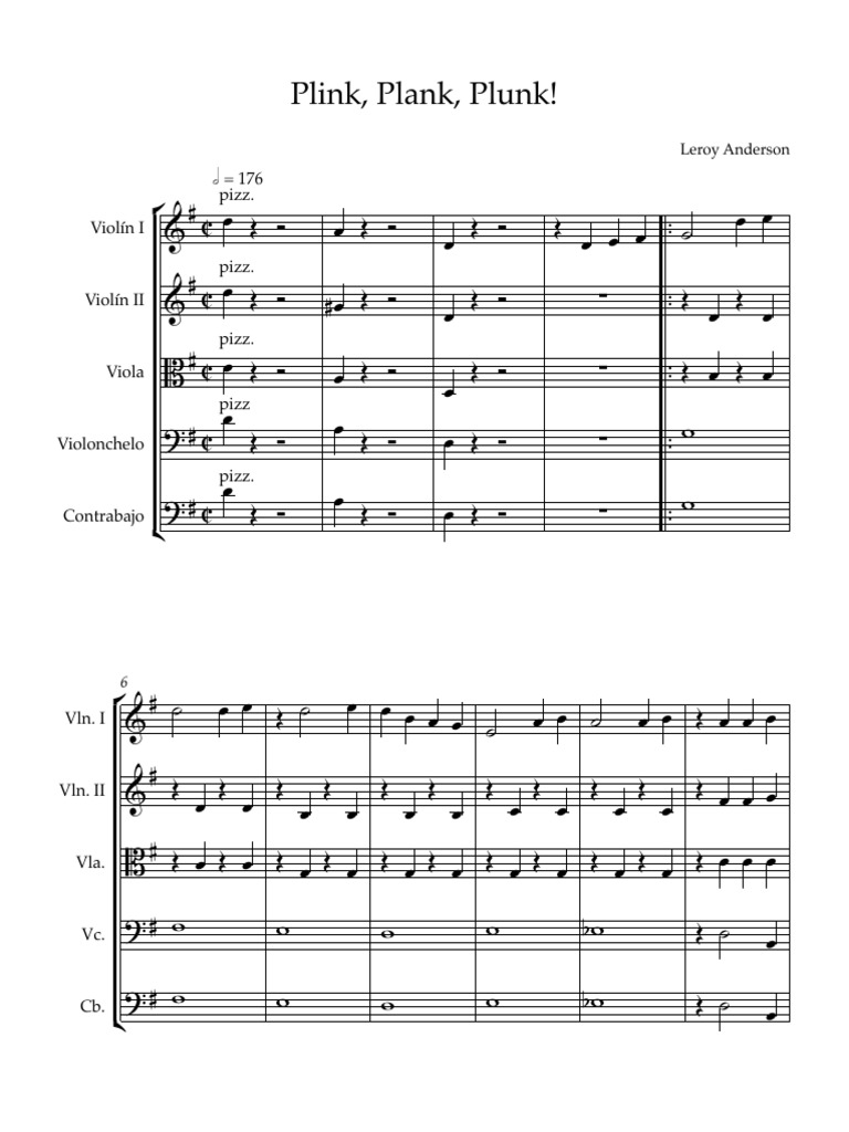 Plink, Plank, Plunk. - Partitura Completa | PDF