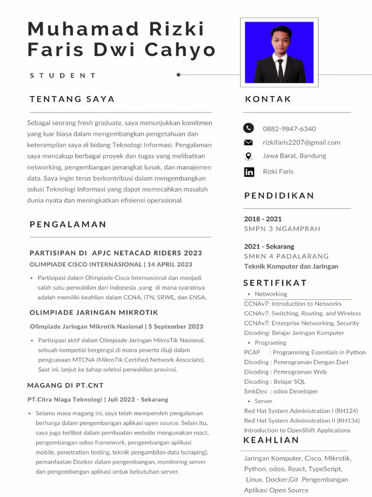 CV Rizki Faris | PDF