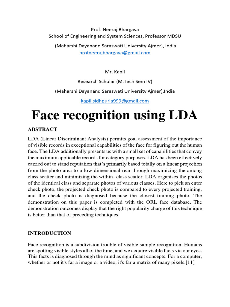 111face Rec Lda | PDF