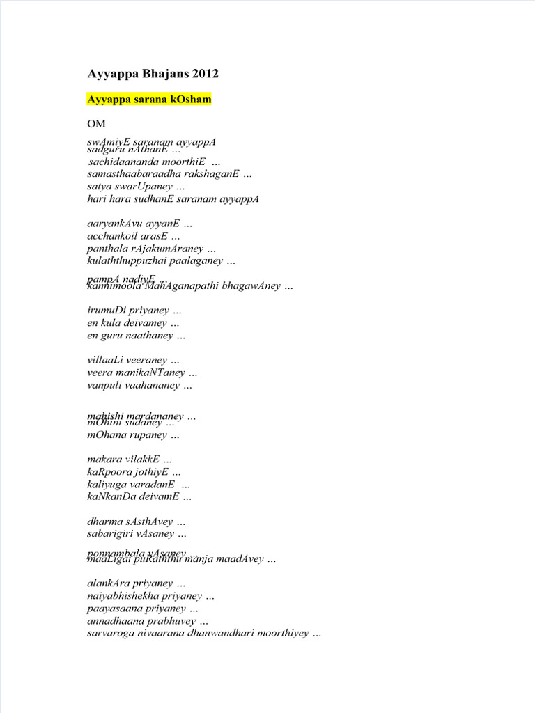 Ayyappa Bhajans Collection 2012 | PDF | Monotheistic Religions ...