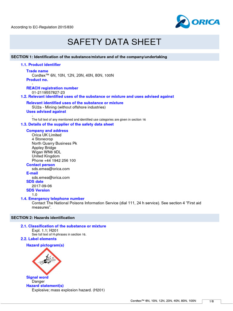 SDS Cordtexâ 6N, 10N, 12N, 20N, 40N, 80N, 100N - 1.0 - EN - UK - 6 ...