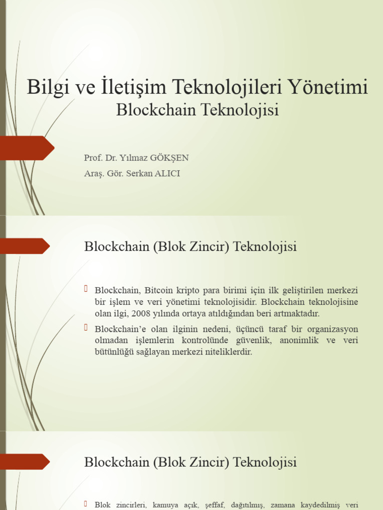 Bilgi Ve İletişim Teknolojileri-Blockchain | PDF