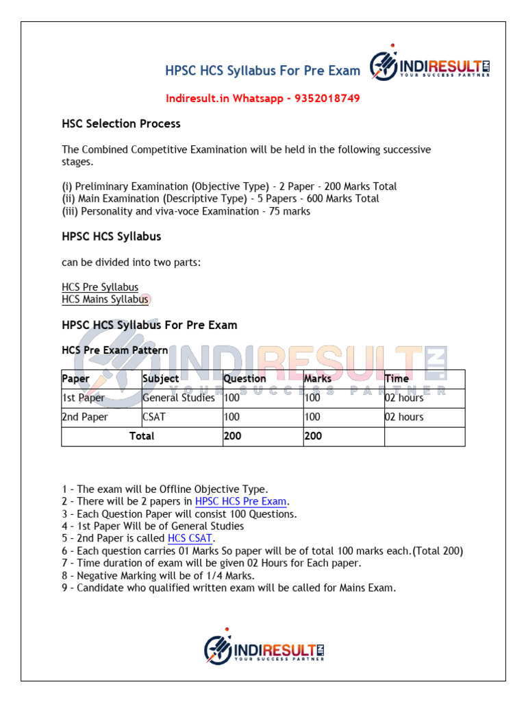 HCS-Pre-Syllabus | PDF